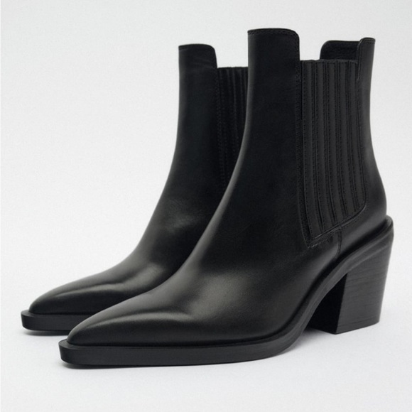 Zara | Shoes | Zara Leather Cowboy Ankle Boots | Poshmark